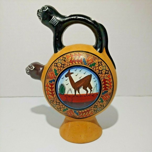 Dining | Vintage Cusco Peru Liquor Pitcher Inca Style Pitcher Jaguar ...